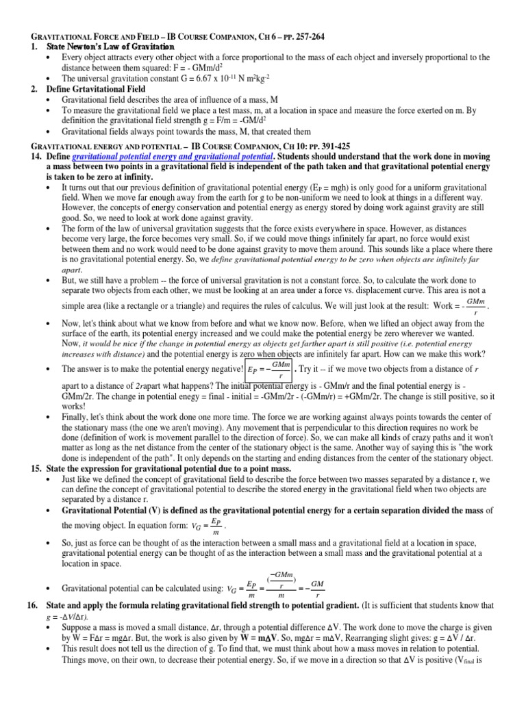 Unit 13 Gravitational Force and Field | Download Free PDF | Potential ...