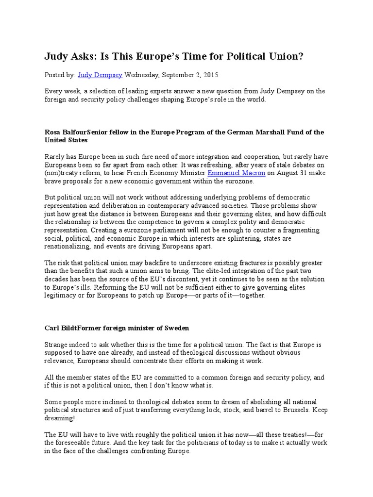 Comment Political Union | PDF | Eurozone | European Union