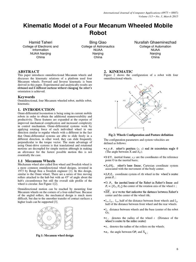 Kinematic Modeling And Analysis Of A Four Wheel Omnidirectional Mobile Robot Pdf Kinematics
