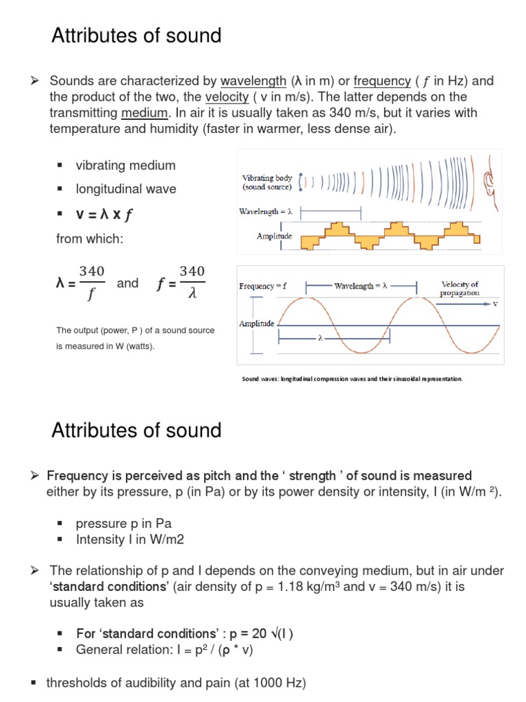Attributes of Sound: The Output (Power, P) of A Sound Source Is ...