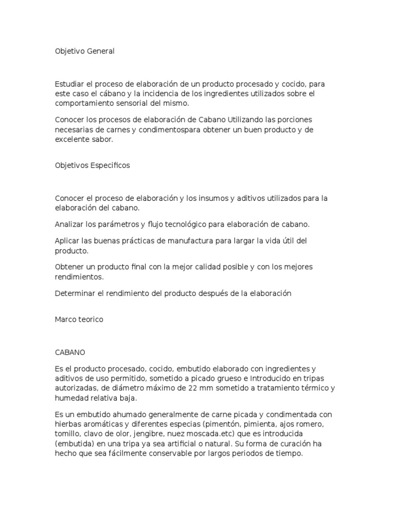 Proceso de Elaboración del Cábano | PDF