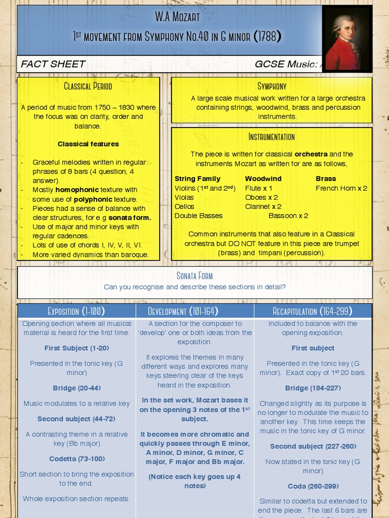 Mozart Fact Sheet | PDF | Classical Period (Music) | Orchestras