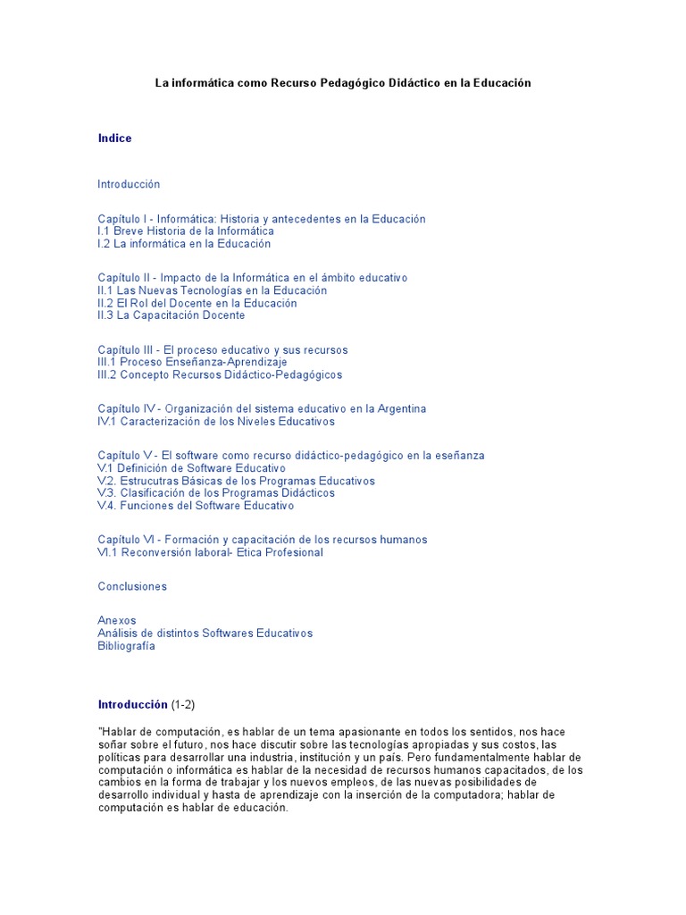 La Informática Como Recurso Pedagógico Didáctico en La Educación | PDF ...