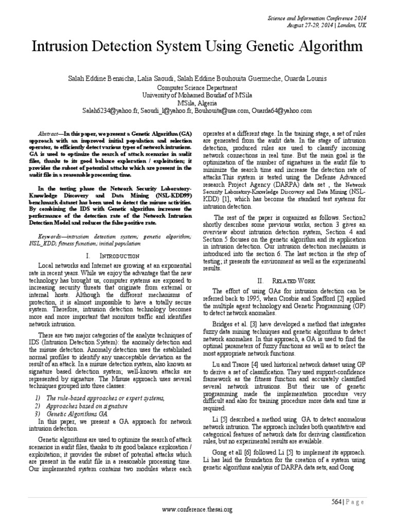 Optimizing Network Intrusion Detection Through Genetic Algorithm Optimization of Signatures in ...