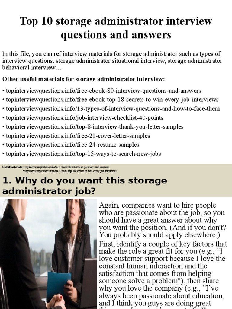 Top 10 Storage Administrator Interview Questions and Answers | PDF ...