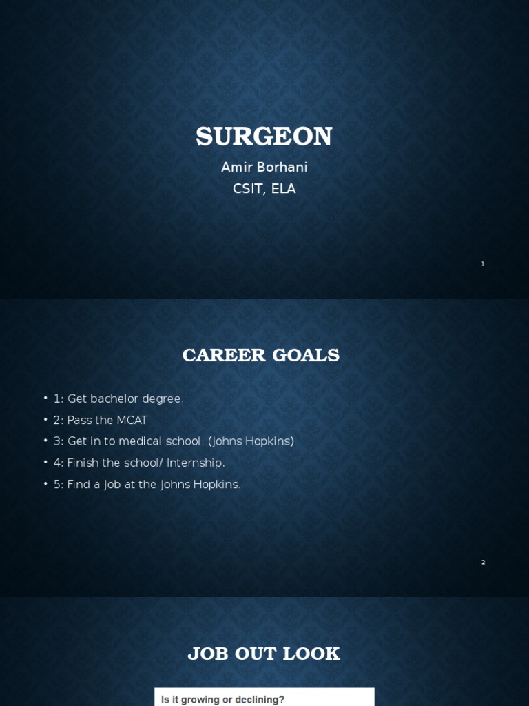 Surgeon Career Path and Goals Guide | PDF | Self-Improvement