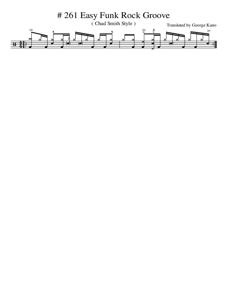 # 261 Easy Funk Rock Groove: (Chad Smith Style) | PDF