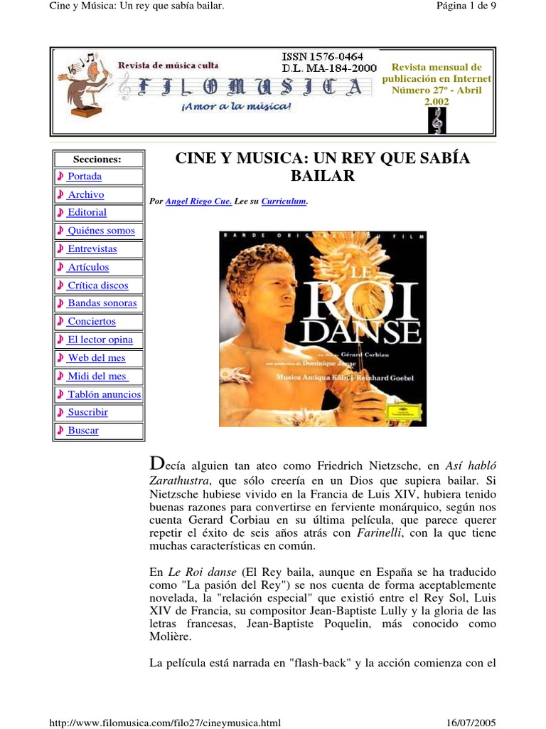 La Pasión Del Rey (Le Roi Danse) | PDF | Molière | Ópera