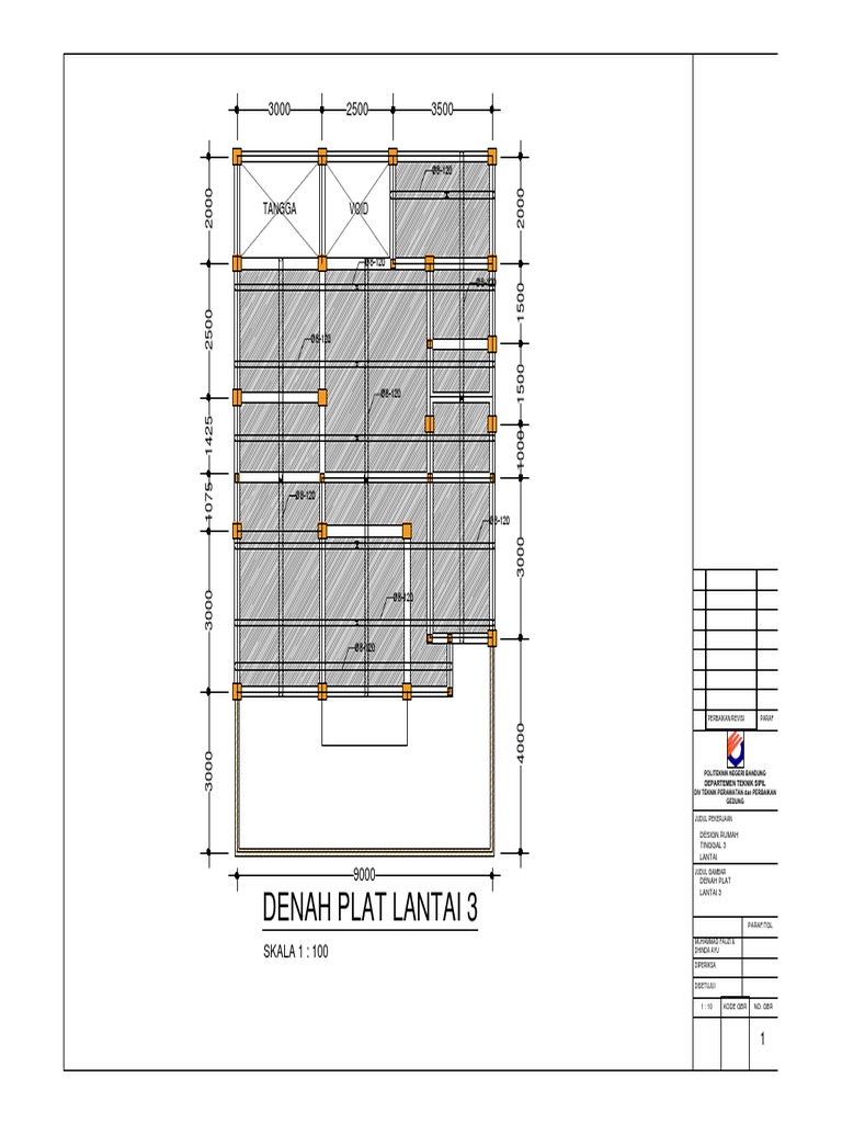 Denah Plat Lantai 3 Rumah Tinggal | PDF