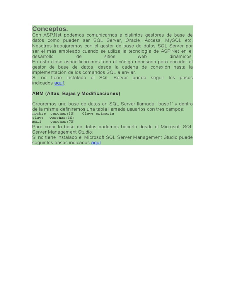ASP Conexion SQL Server Con Web - Config | PDF | Servidor SQL de Microsoft | SQL