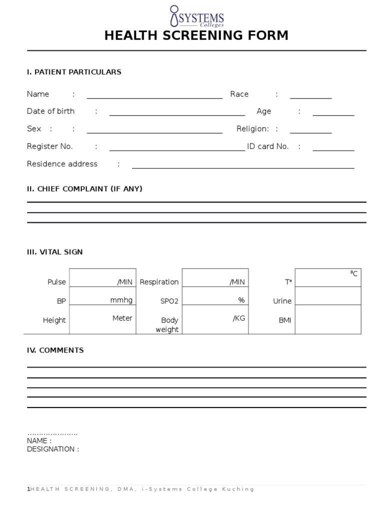Health Screening Form | PDF