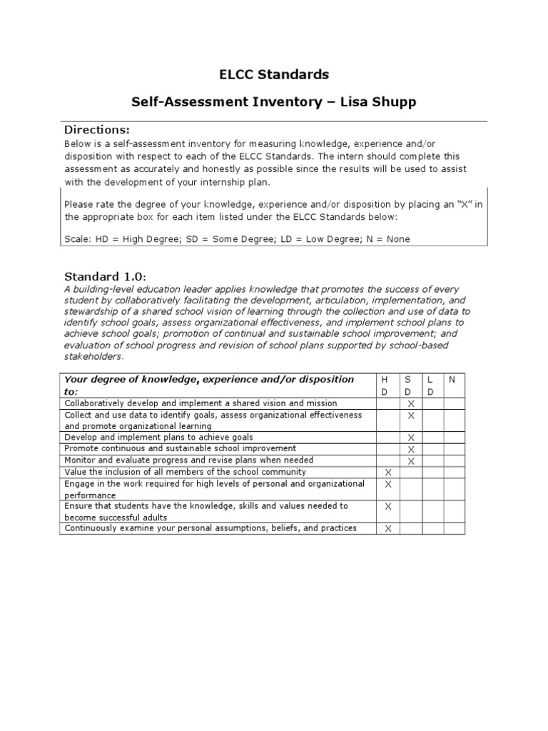 Self Assessment Inventory 1 | Leadership | Reflective Practice
