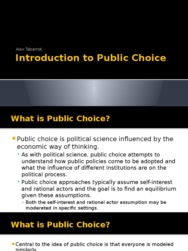Introduction To Public Choice | PDF | Public Choice | Bias
