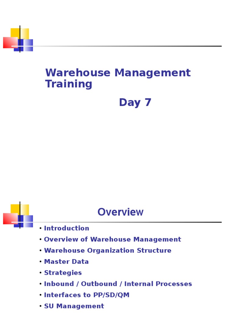 An Introduction to Warehouse Management at IM: Organizational Structure, Master Data, Strategies ...