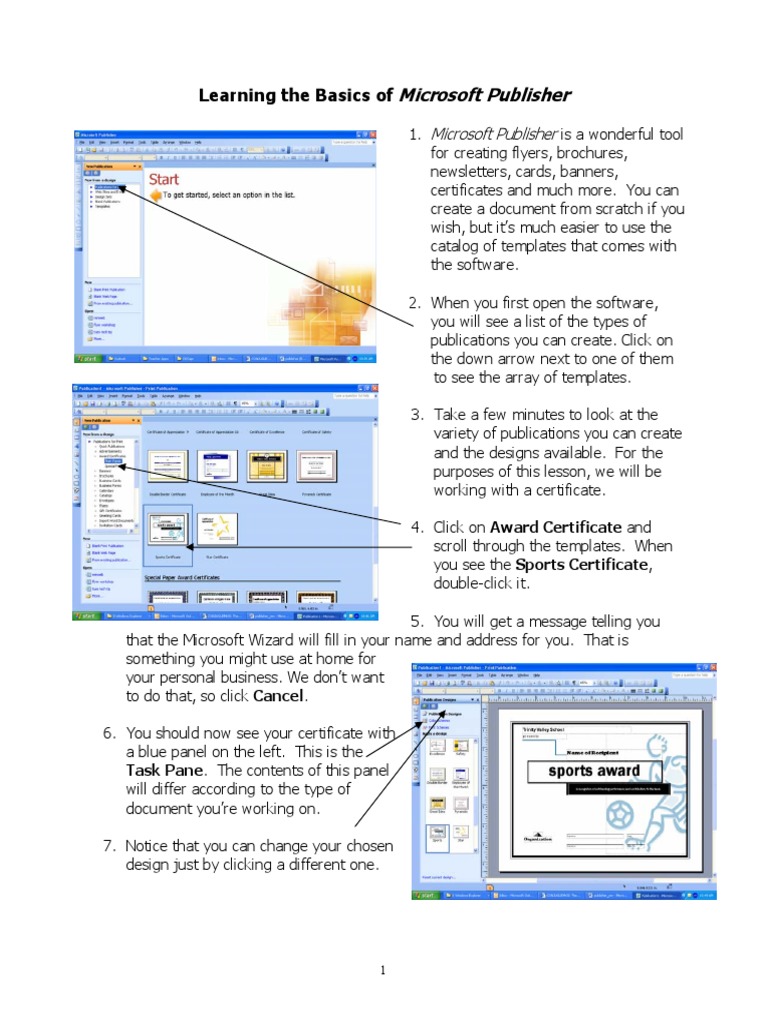 Basics Ms Publisher | Button (Computing) | Microsoft Windows
