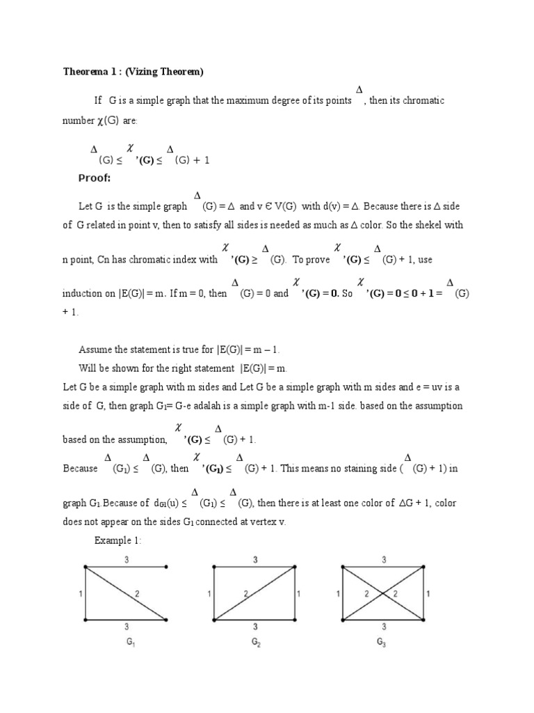 Theorema 1: (Vizing Theorem) : Proof | PDF