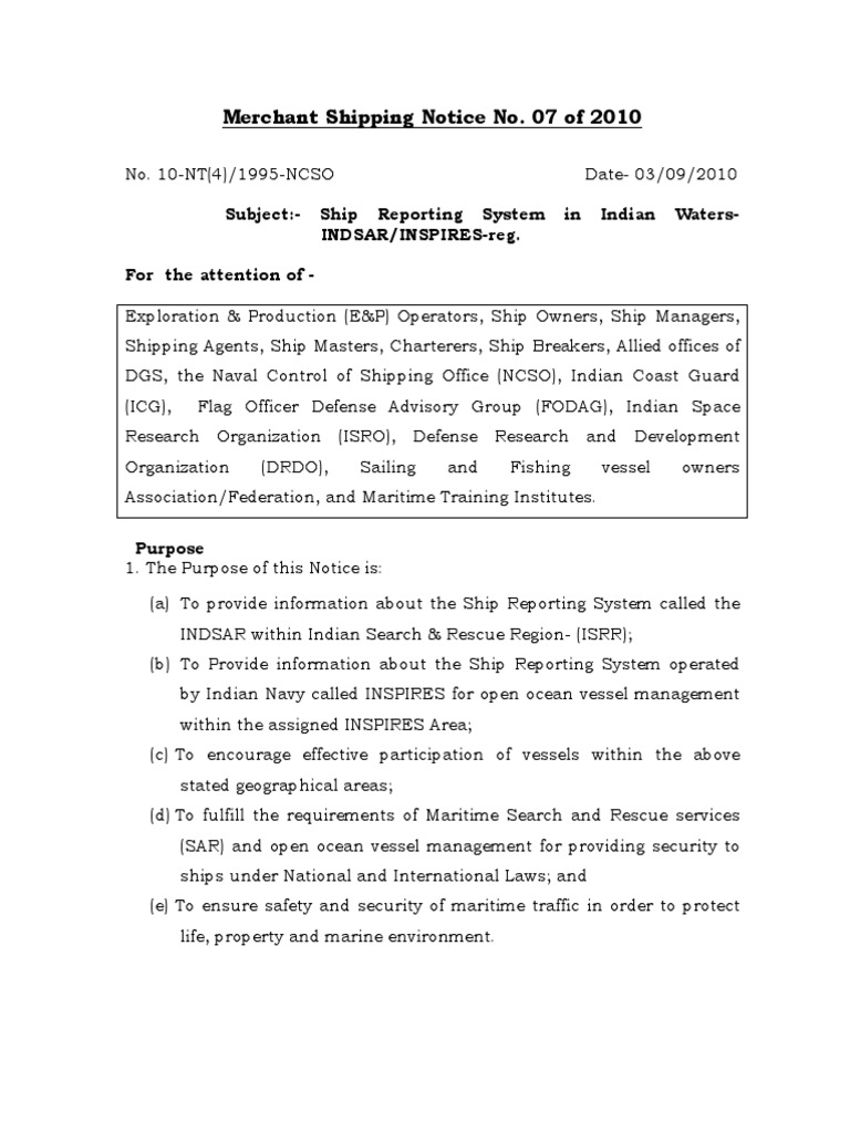 8. ship reporting systems indsar.pdf | Search And Rescue | Ships | Free ...