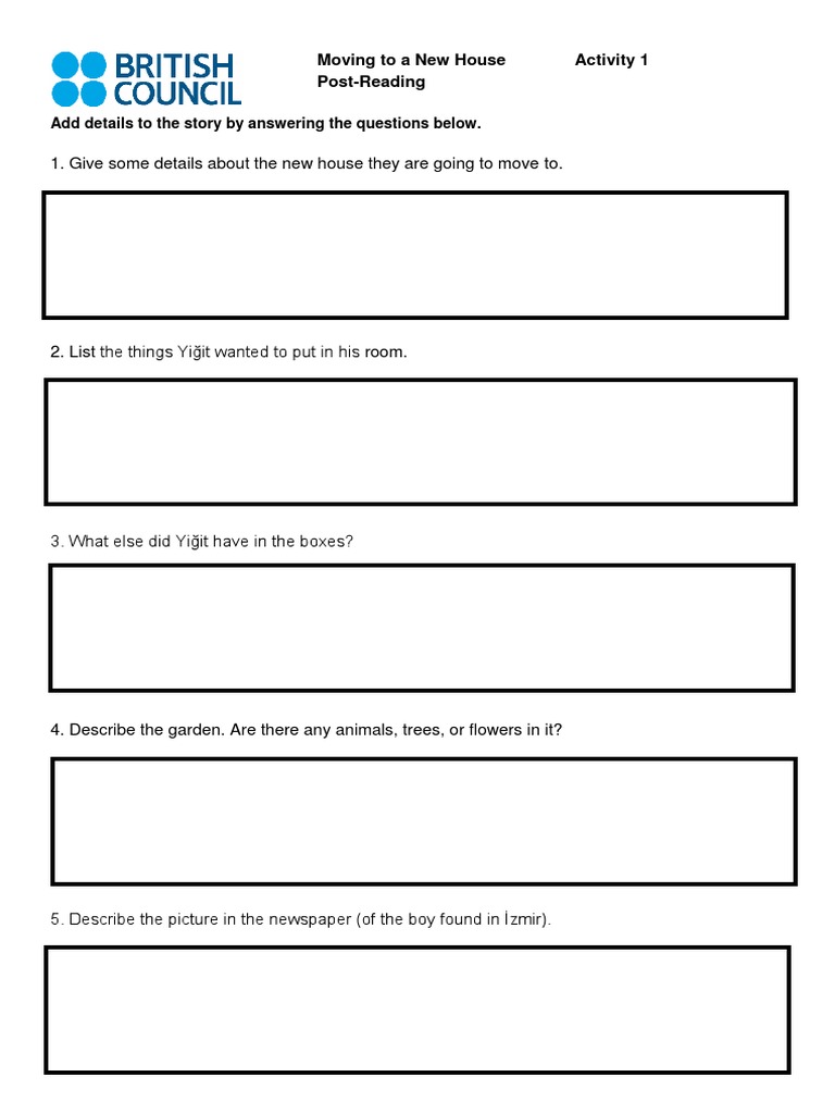 Moving to a New House Activities Guide | PDF