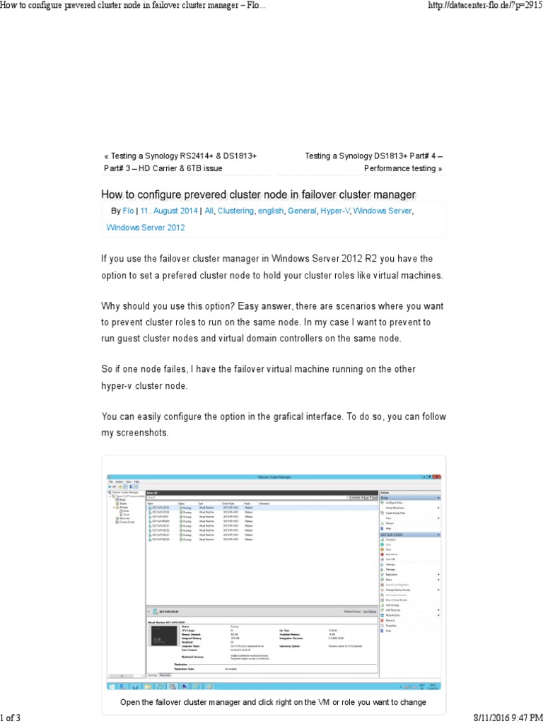 Failback Cluster Configuration | PDF