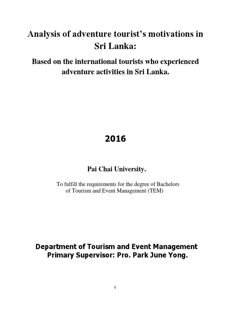 Adventure Tourism Motivations in Sri Lanka | PDF | Survey Methodology ...