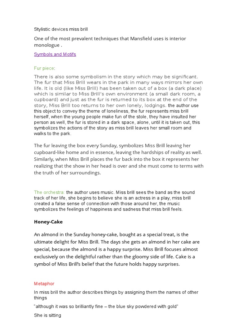 Symbols and Motifs: One of The Most Prevalent Techniques That Mansfield ...