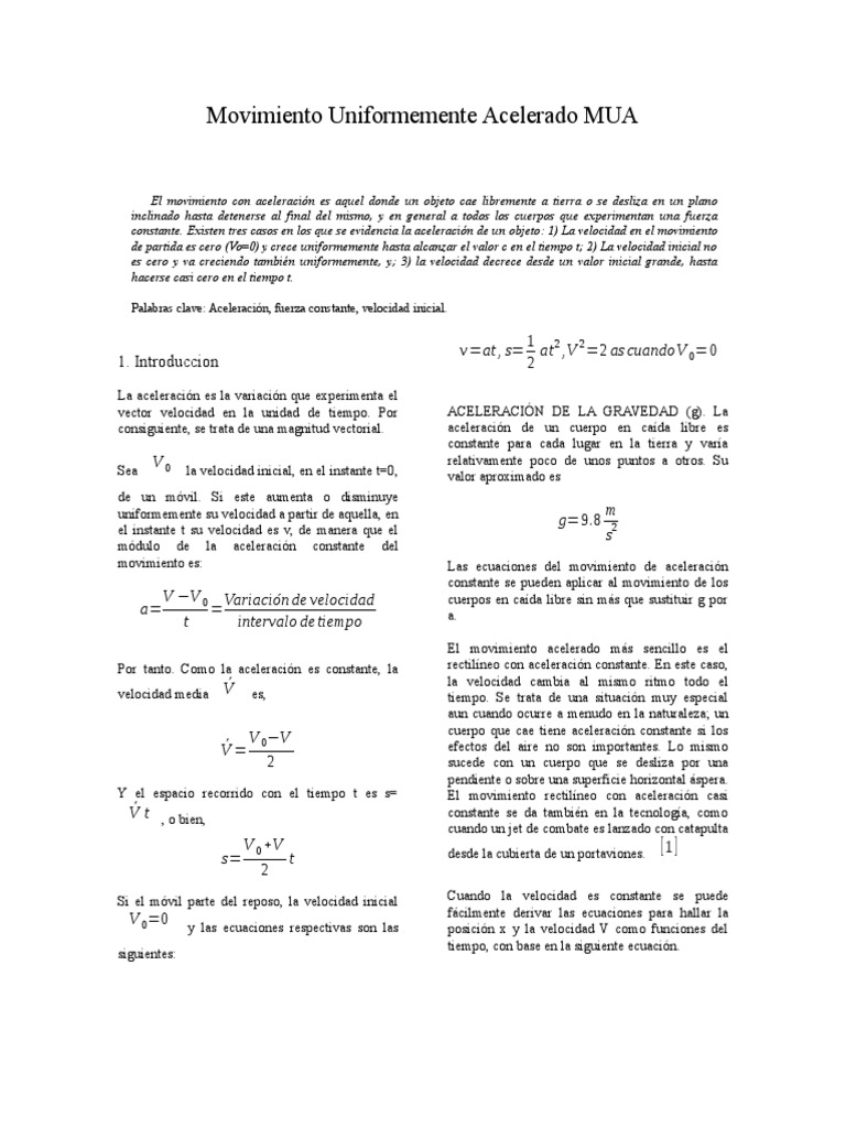 Laboratorio MUA | PDF | Movimiento (física) | Aceleración