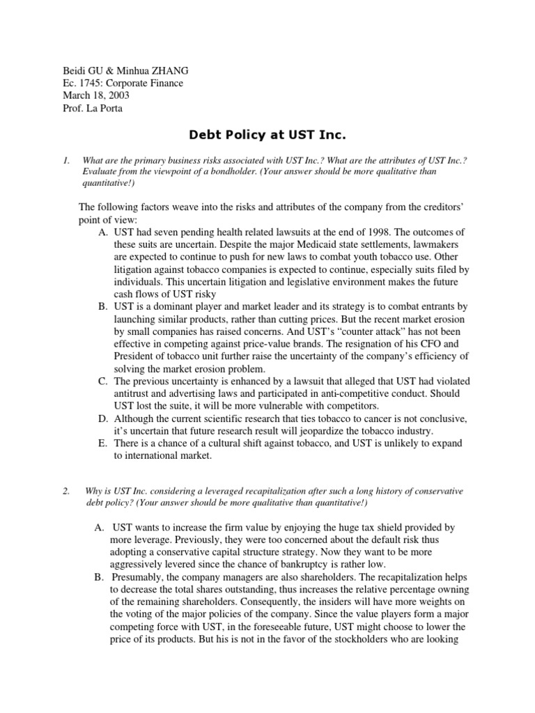 UST Inc PDF | PDF