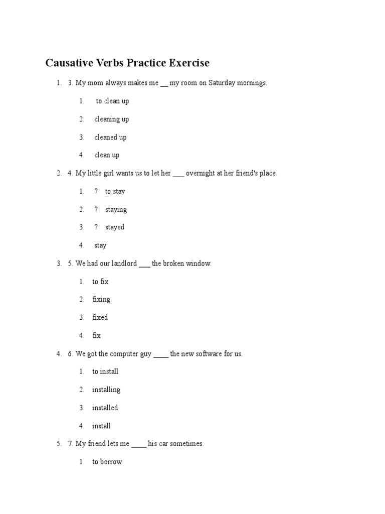 Causative Verbs Practice Exercise