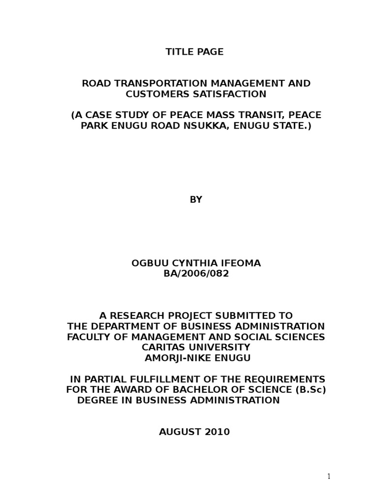 Road Transportation Management Study | PDF | Self Actualization | Transport