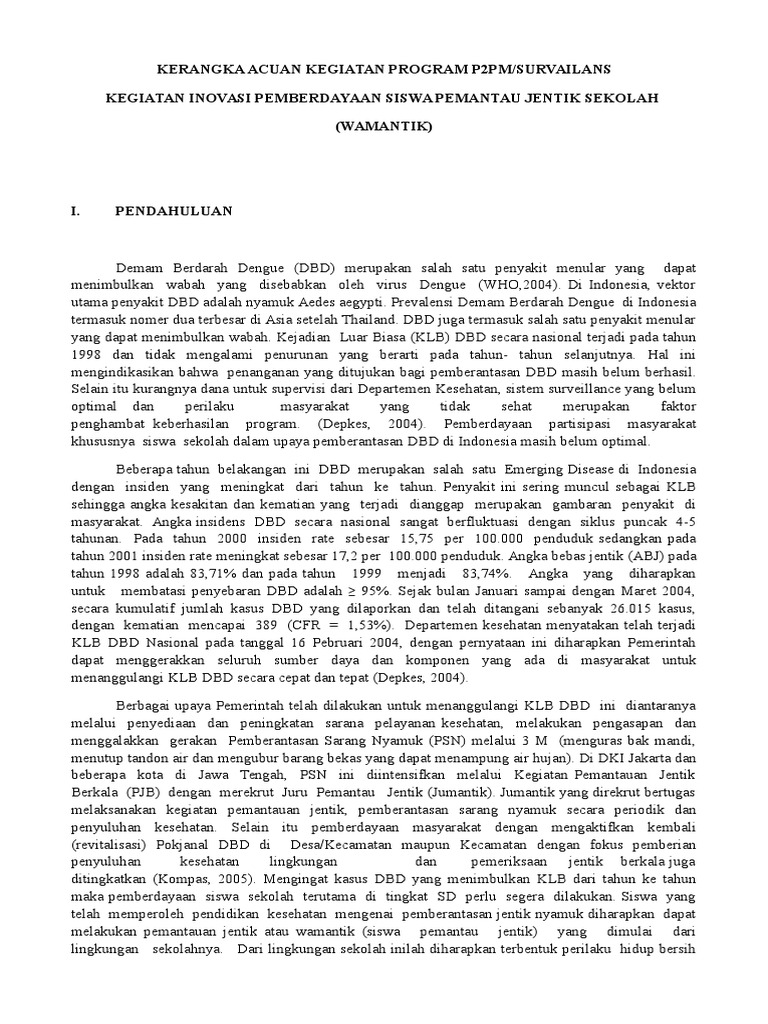 Kerangka Acuan Kegiatan Program p2pm | PDF