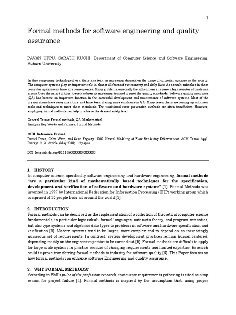 Formal Methods For Software Engineering and Quality Assurance | PDF | Formal Methods | Formal ...