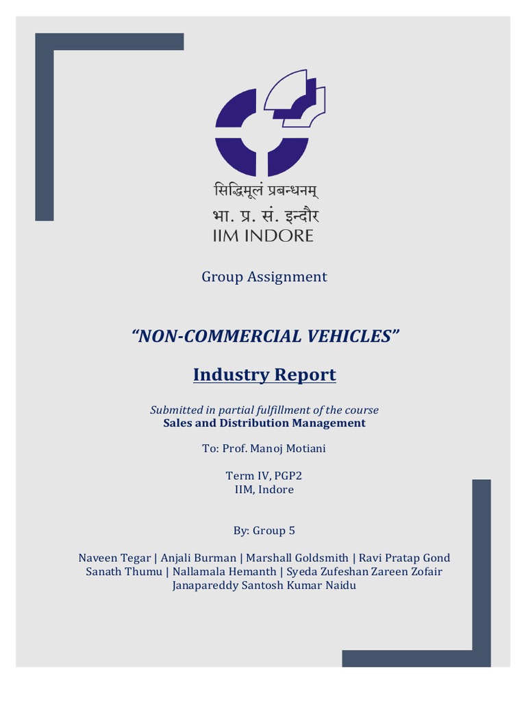 Industry Report - Non-Commercial Vehicle | Download Free PDF | Car ...