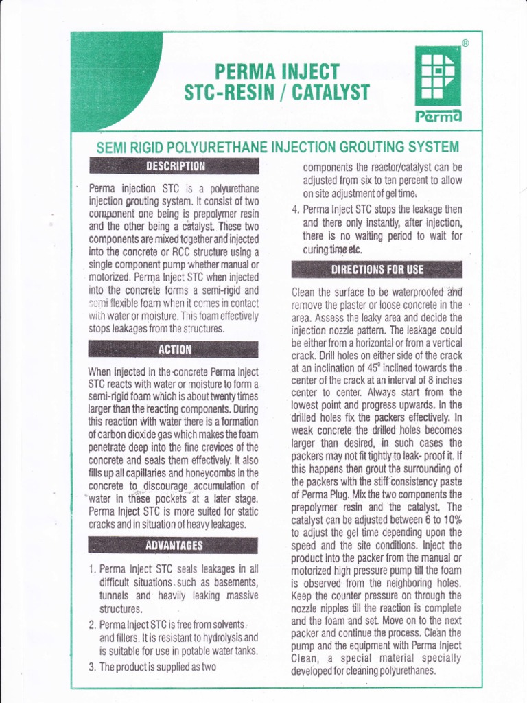 Inject STC - Resin Catalyst | PDF | Polyurethane | Foam