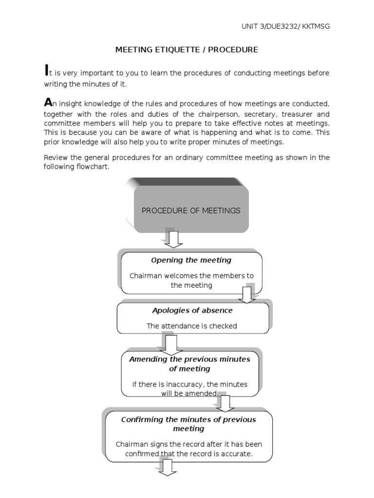 Meeting Etiquette / Procedure | PDF