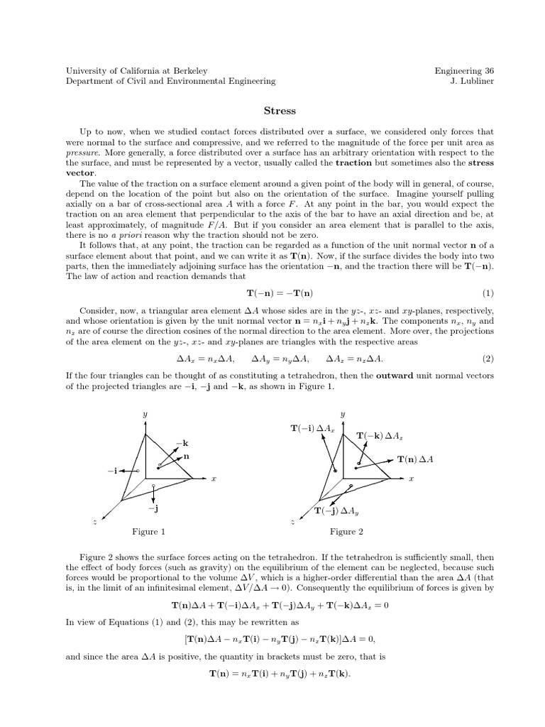 Stress | PDF | Stress (Mechanics) | Cartesian Coordinate System