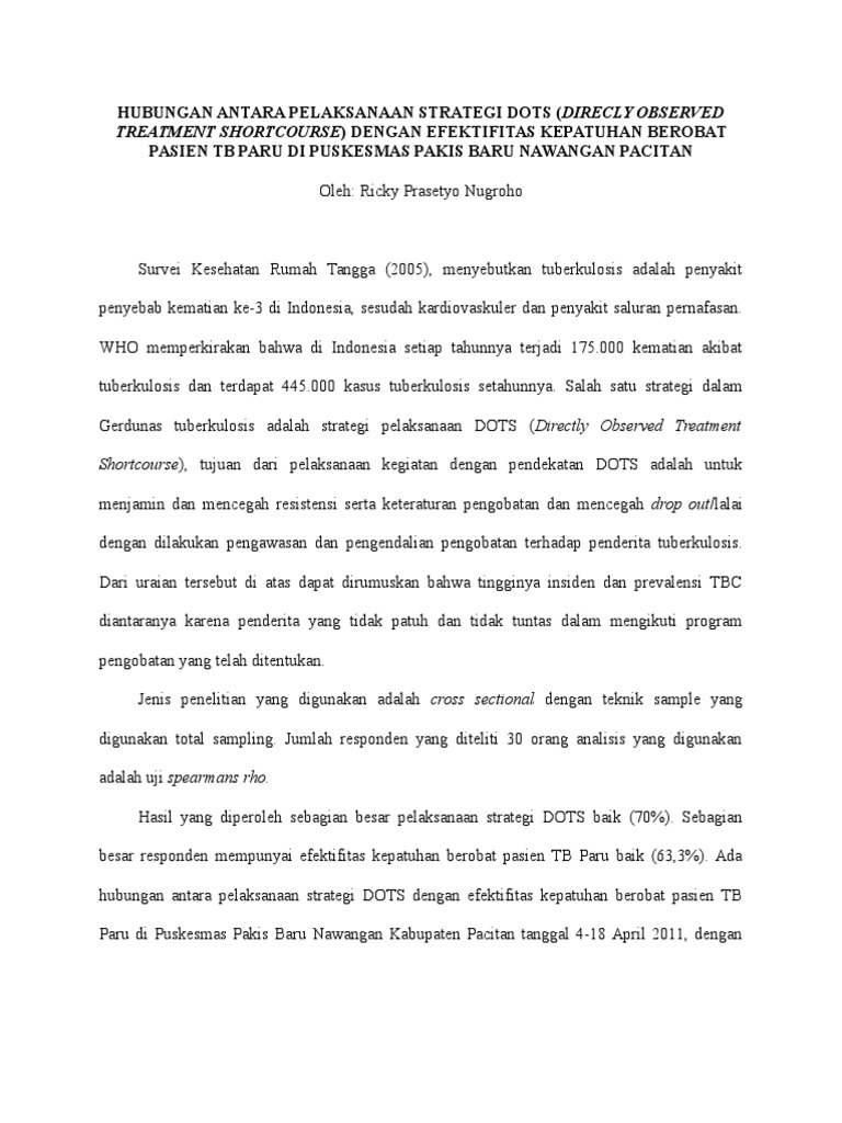 Hubungan Strategi DOTS dan Kepatuhan TB | PDF