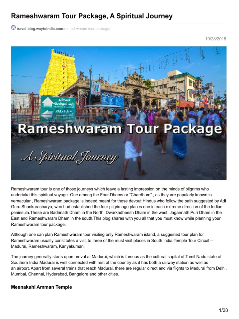 Rameshwaram Tour Package | PDF | Religion And Belief