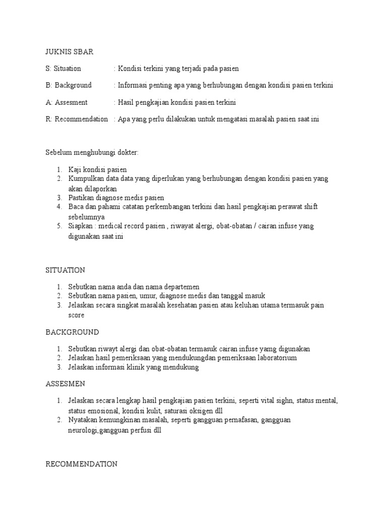 Panduan SBAR untuk Komunikasi Medis | PDF