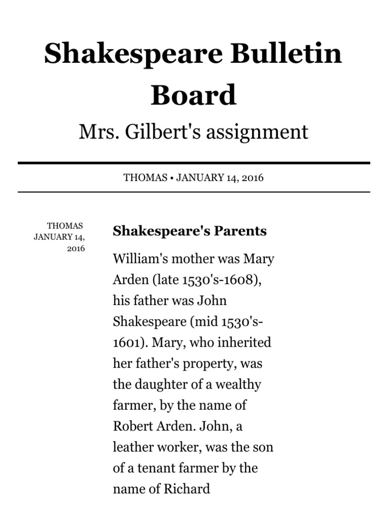 Padlet - Shakespeare Bulletin Board | PDF