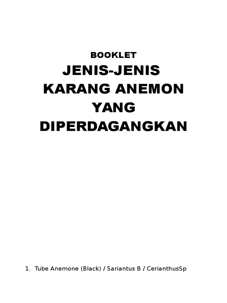 Jenis-Jenis Karang Anemon Diperdagangkan | PDF