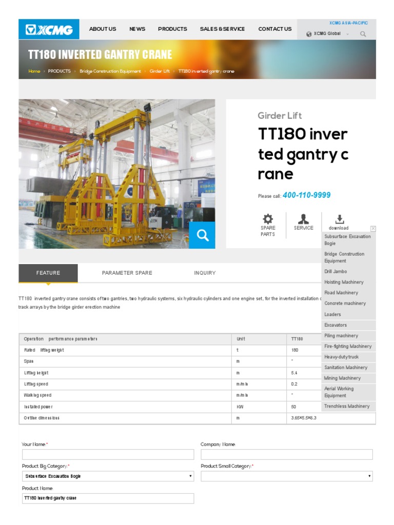 TT180 Inverted Gantry Crane Overview | PDF