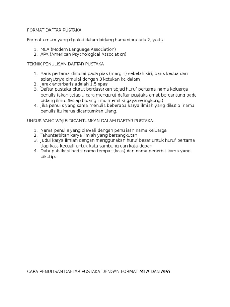 Format Daftar Pustaka | PDF