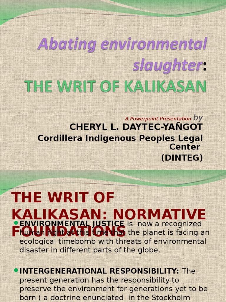 The Writ of Kalikasan: An Overview of the Normative Foundations and ...