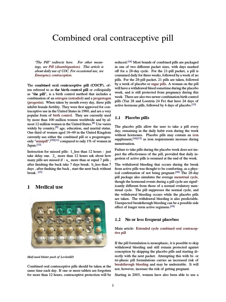 Combined Oral Contraceptive Pill | PDF | Combined Oral Contraceptive ...
