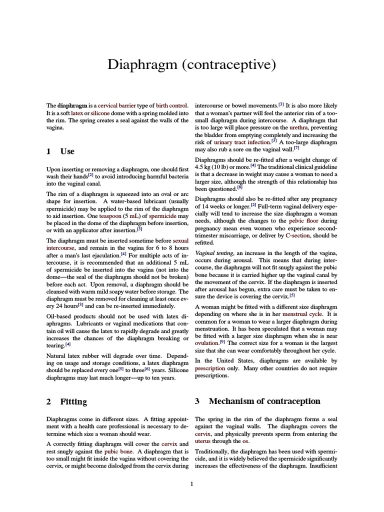 Diaphragm (Contraceptive) | PDF | Human Reproduction | Human Overpopulation