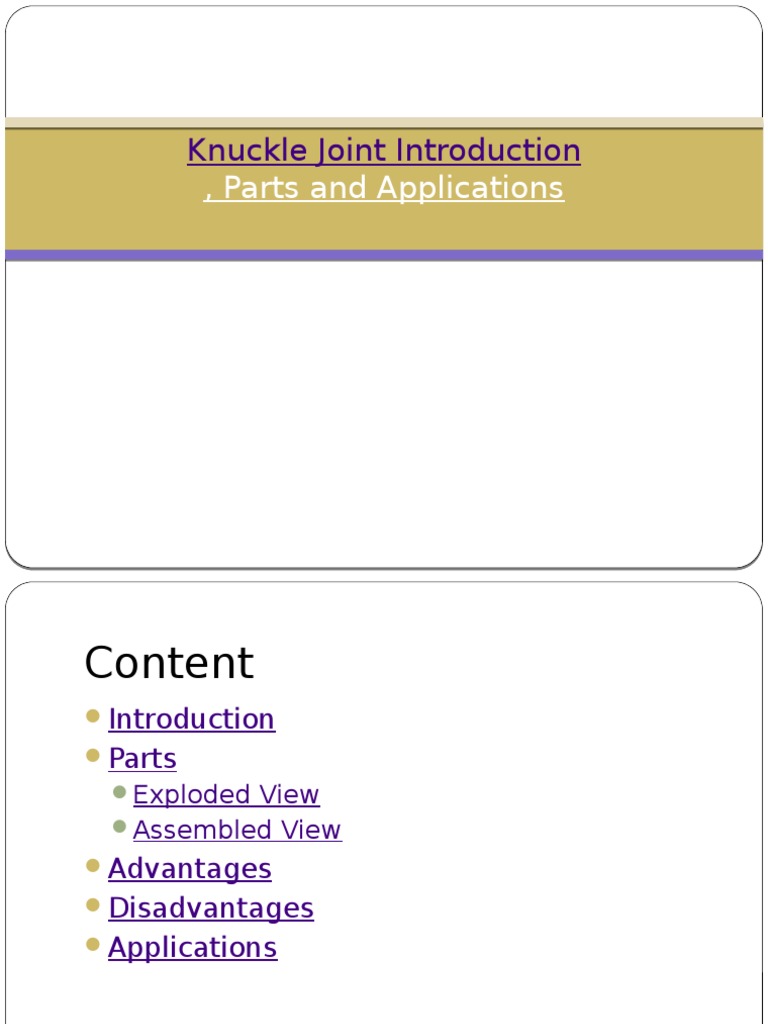 Knuckle Joint Introduction:, Parts and Applications | PDF