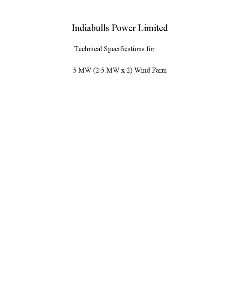 2011 - 08 - 01 - Wind Farm Technical Specification | PDF | Wind Power | Wind Turbine
