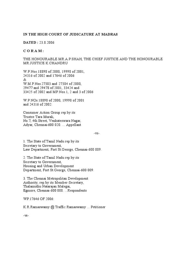 In The High Court of Judicature at Madras DATED: 23.8.2006 Coram | PDF ...