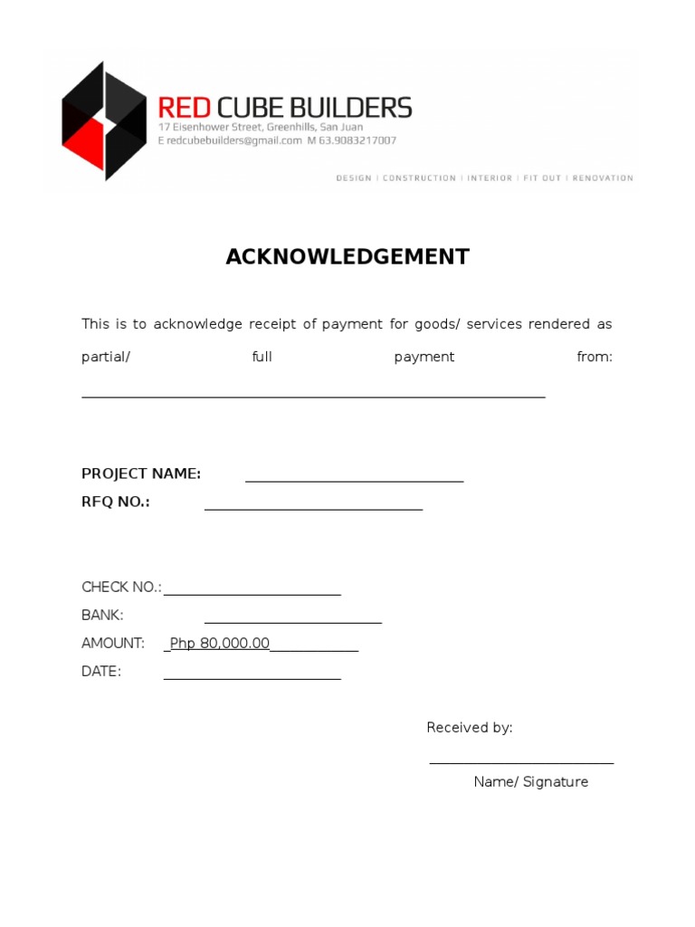 Acknowledgement: Project Name: RFQ No. | PDF