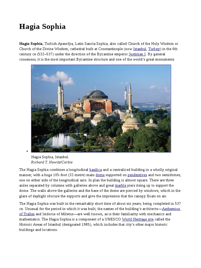 Hagia Sophia | PDF | Constantinople | Religion And Belief